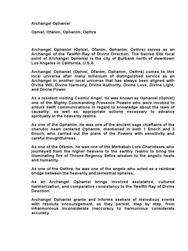 Archangel Ophaniel | PDF | Religion & Spirituality