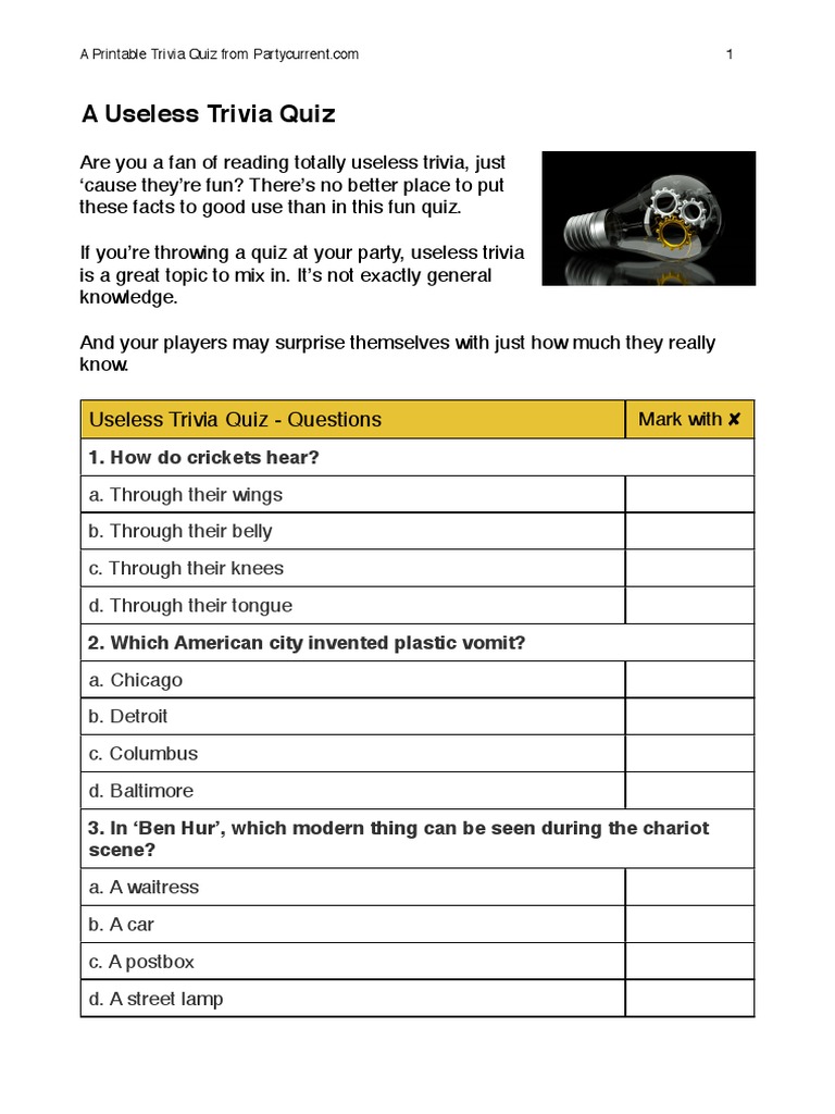 Useless Trivia Quiz PDF | PDF | Nature