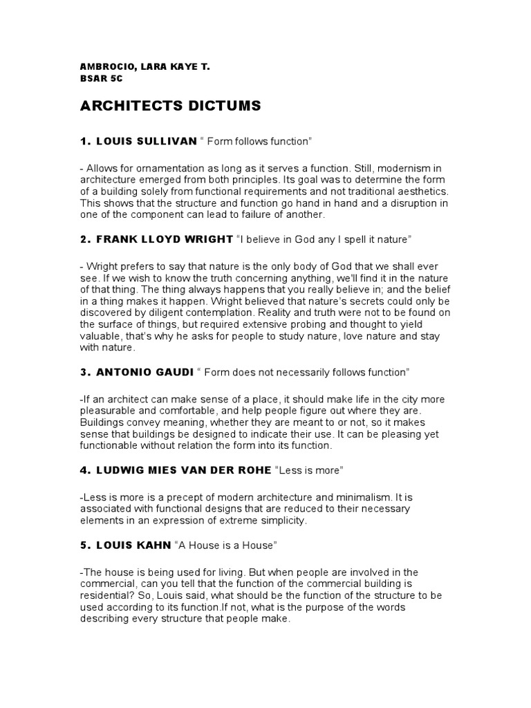 Architect Dictums | PDF | Minimalism | Philosophical Theories