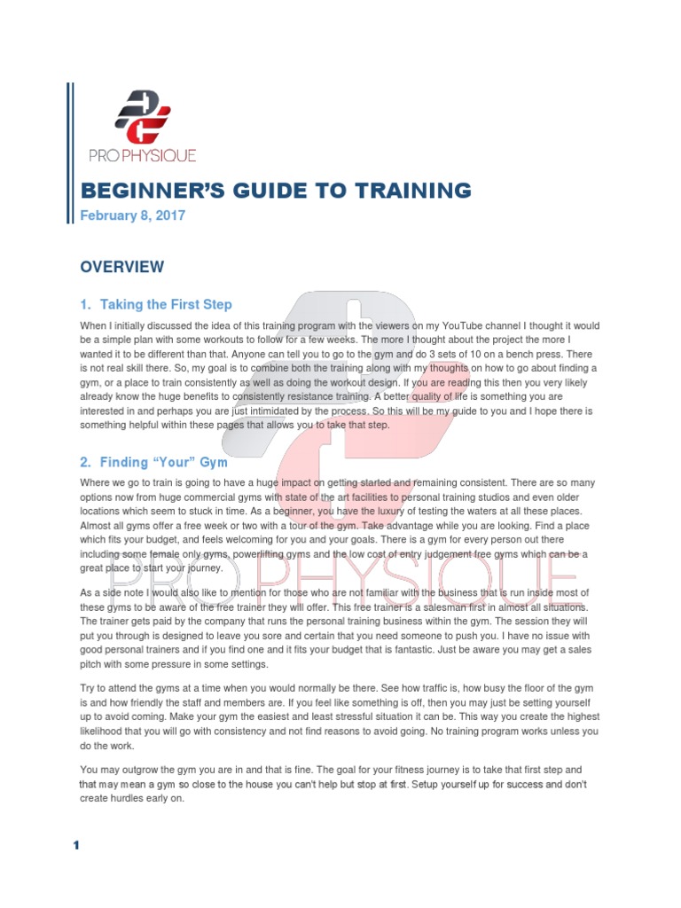Beginner's Training Guide to Fitness | PDF | Strength Training ...