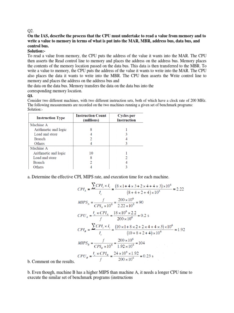 Test Solution | PDF | Central Processing Unit | Computer Architecture