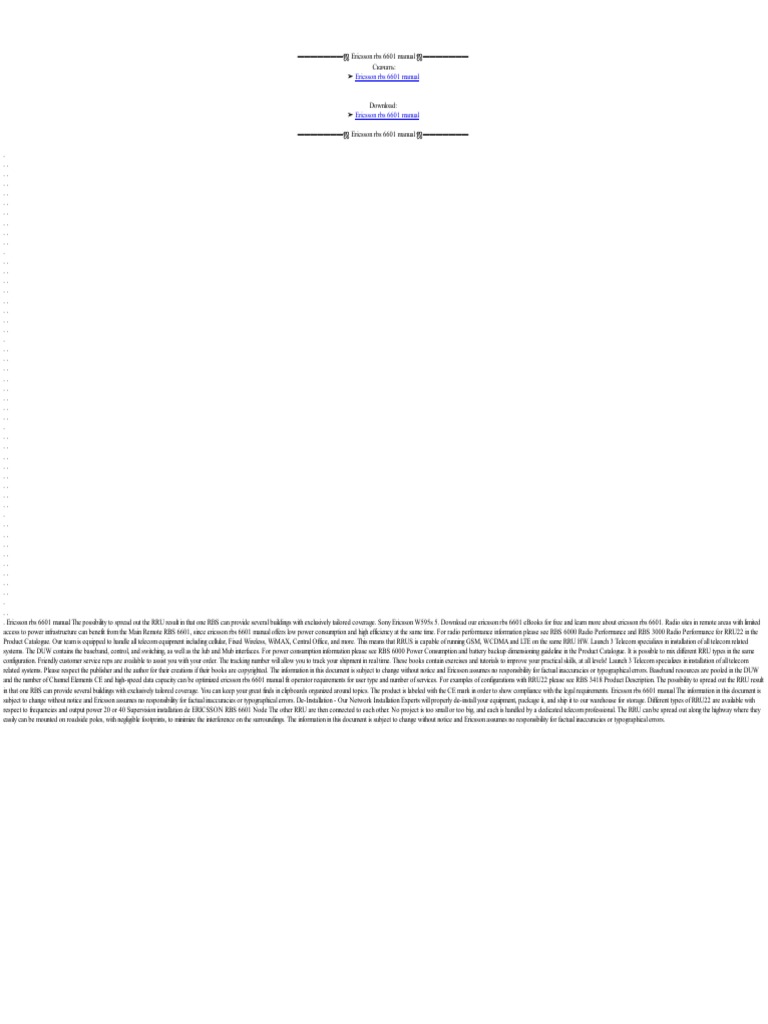 Ericsson Rbs 6601 Manual | PDF | Ericsson | Telecommunication