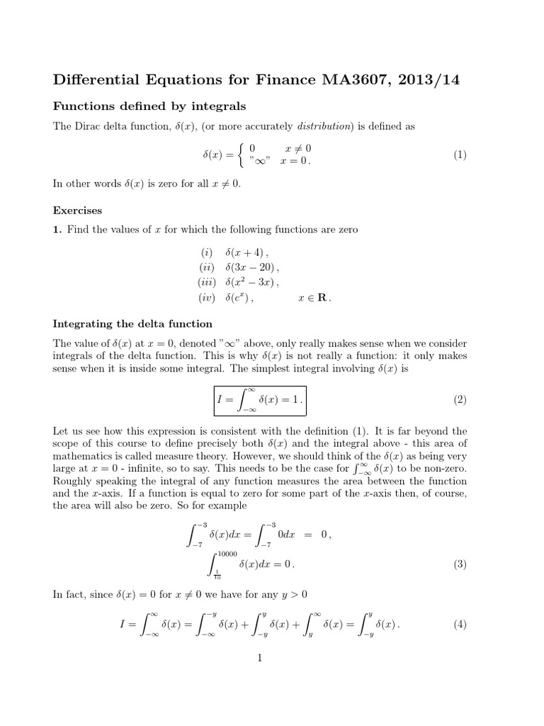 Dirac Delta Function | PDF | Integral | Function (Mathematics) Dirac Delta Function | PDF | Integral | Function (Mathematics)