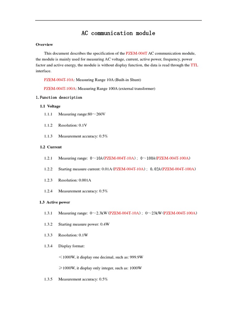 PZEM-004T (V3.0) User Manual | PDF | Bit | Byte