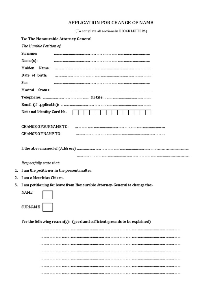 Form2 - Application For Change of Name | PDF
