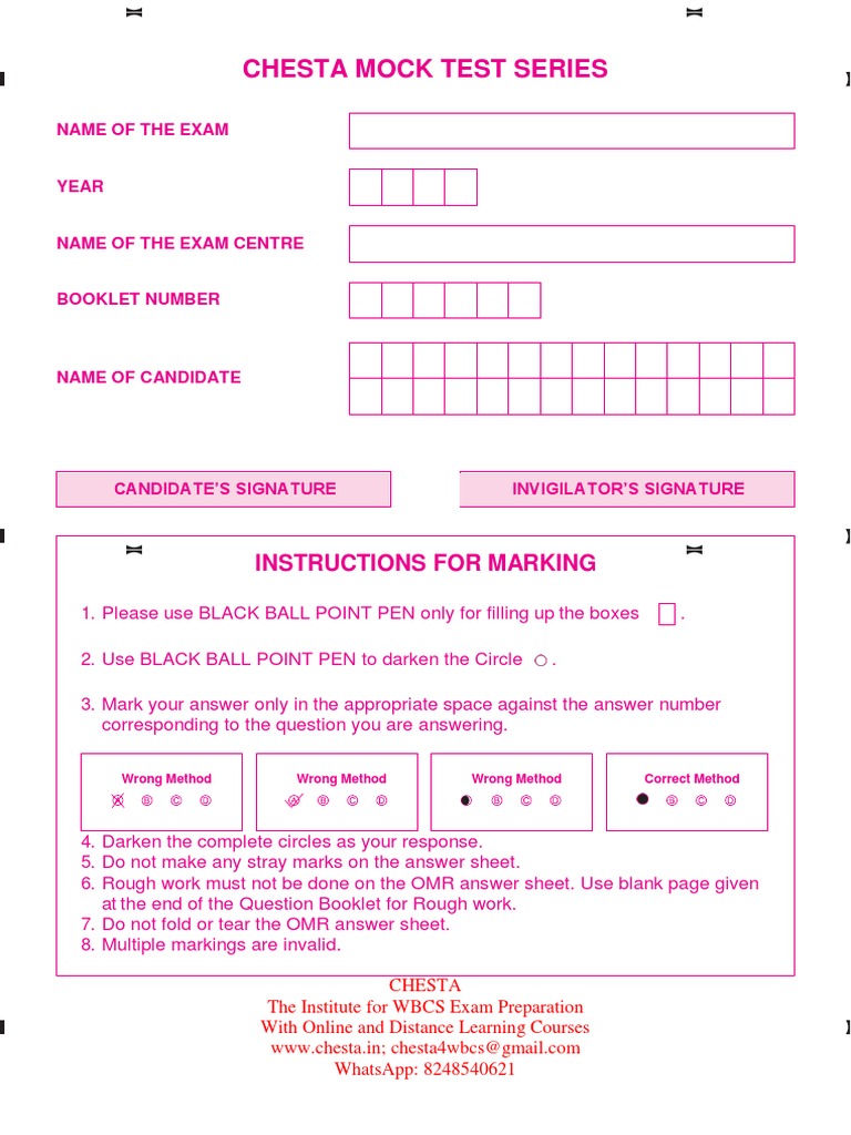 Blank OMR Sheet For Practice | PDF | Test (Assessment) | Tests