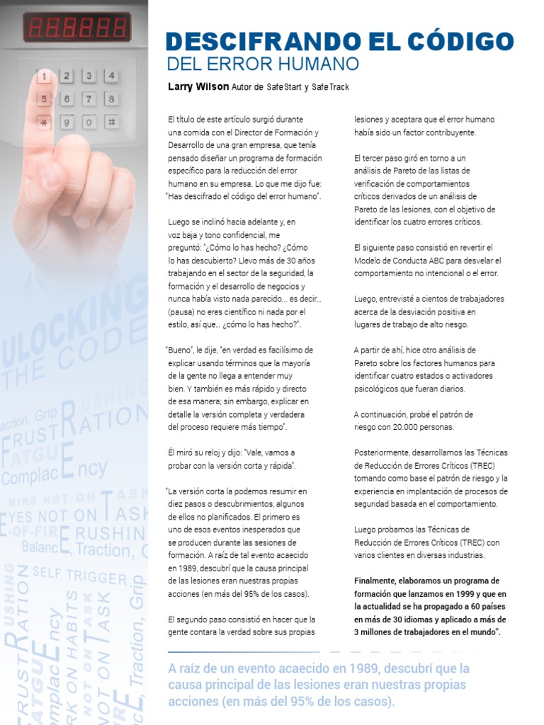 Descifrando El Codigo Del Error Humano - SafeStart - Castillan | PDF ...