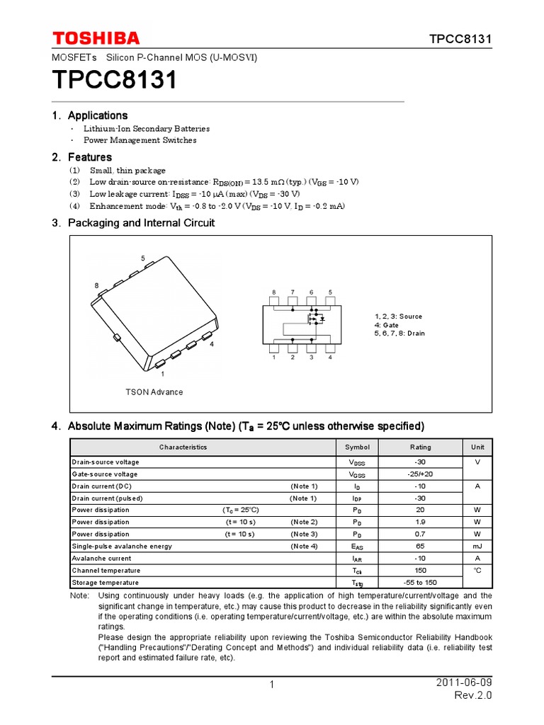 Silicon P-Channel MOSFET Features and Specifications | PDF | Field ...