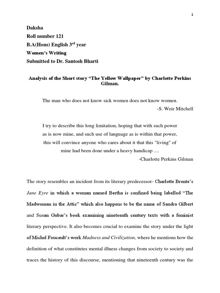 Women's Writing | PDF | The Yellow Wallpaper