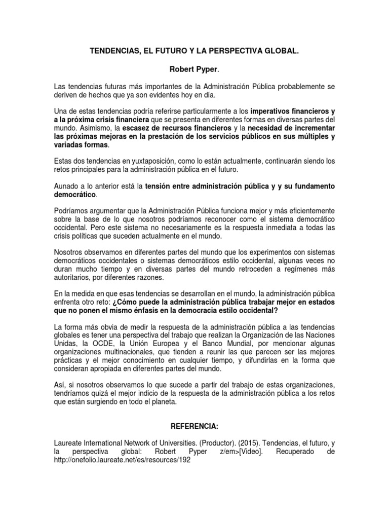 Pyper, Robert - Tendencias, El Futuro y La Perspectiva Global | PDF ...