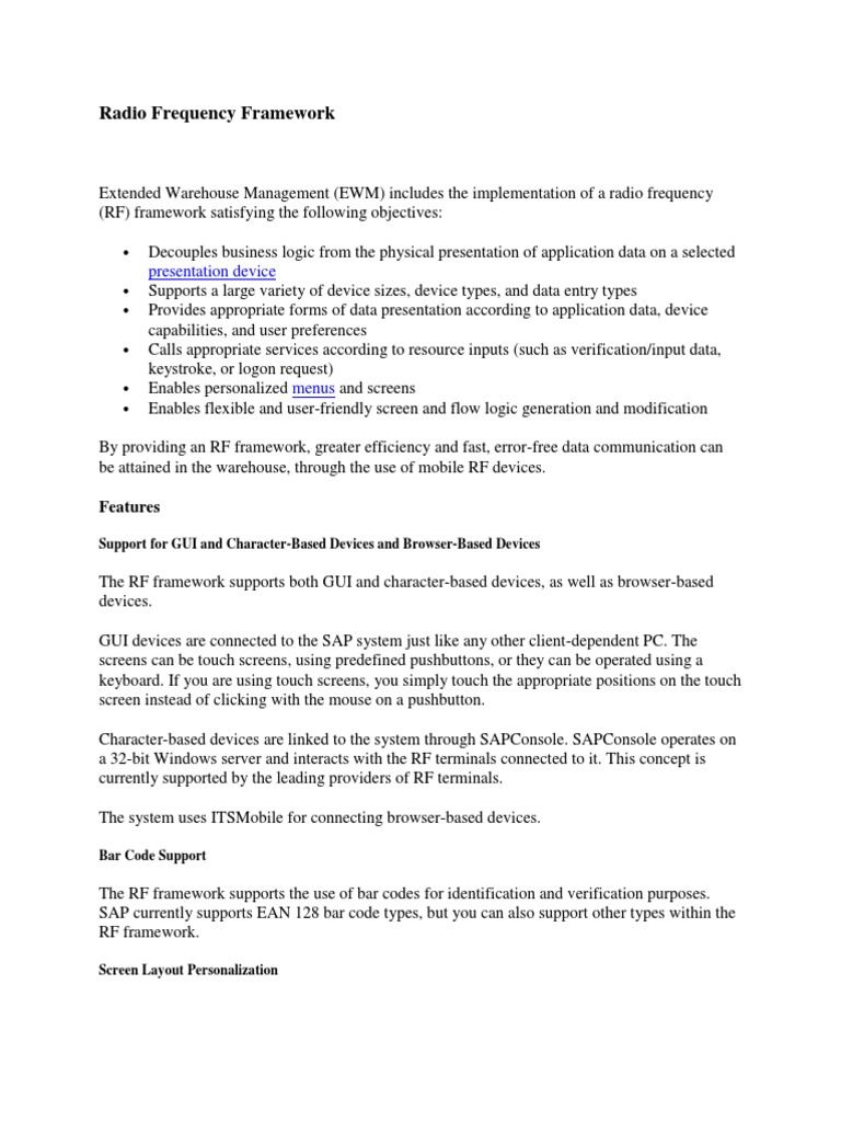 SAP Radio Frequency Framework | PDF | Graphical User Interfaces | Login