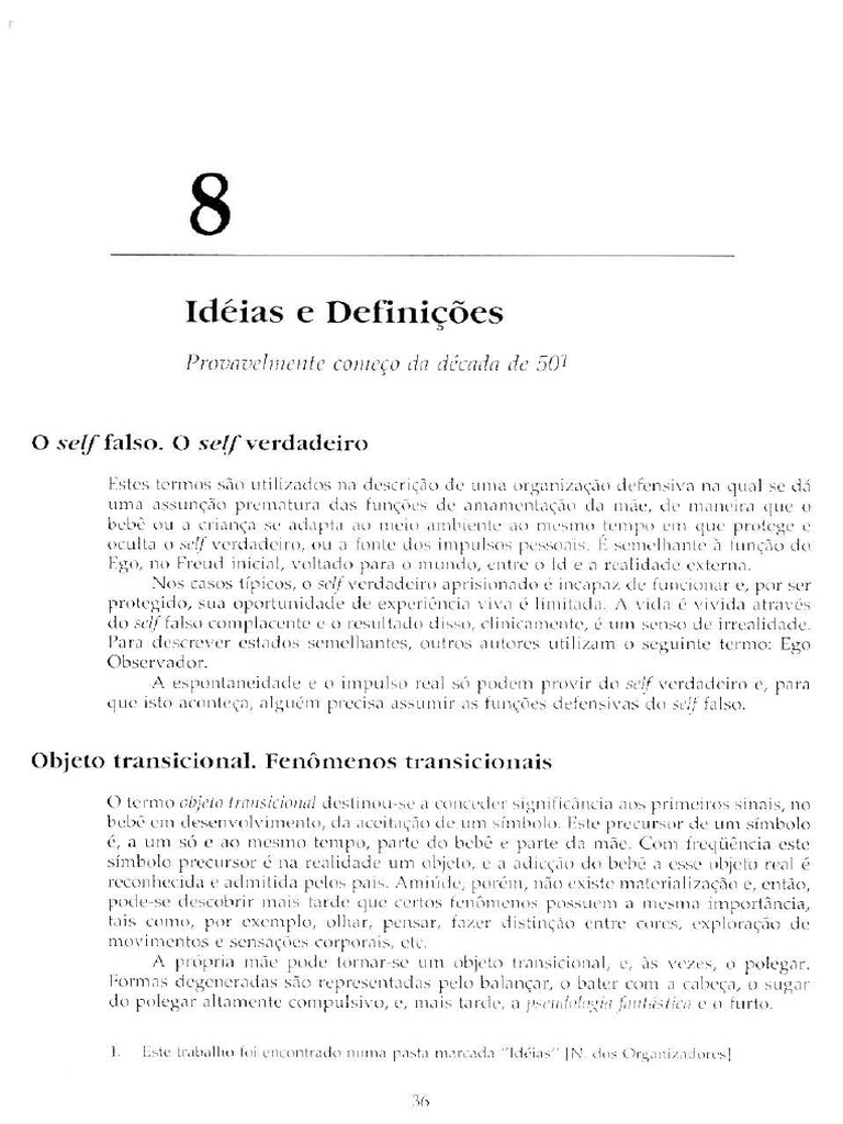 WINNICOTT, Donald W. Idéias e Definições (1950) - in WINNICOTT, Clare ...