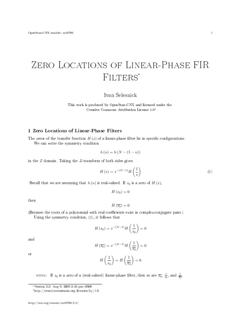 Zero Locations of Linear Phase Fir Filters 3 PDF | Download Free PDF | Abstract Algebra ...