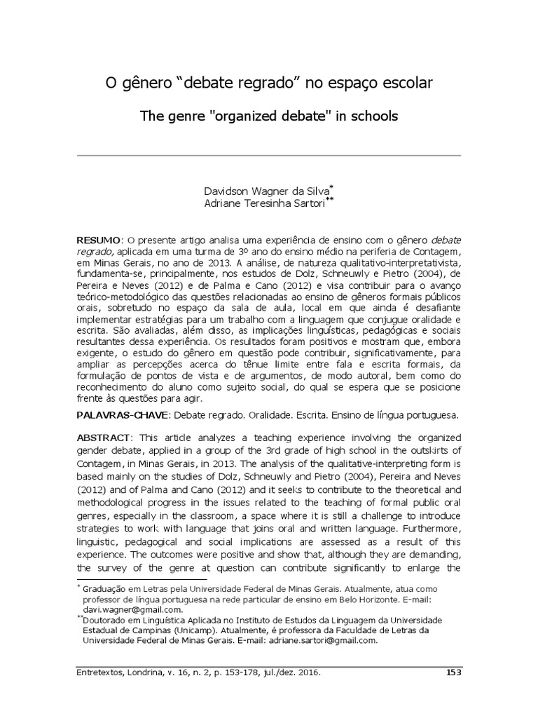 Entretextos - Debate Regrado | PDF | Gênero | Estudos de Gênero