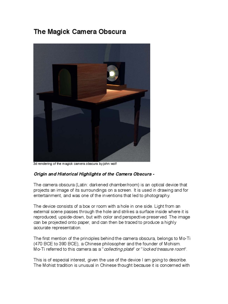 Origin and Historical Highlights of The Camera Obscura | PDF | Camera