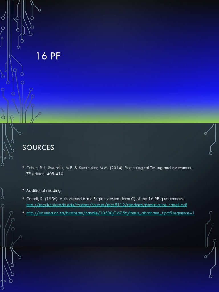 16 PF | Download Free PDF | Psychological Theories | Behavioural Sciences