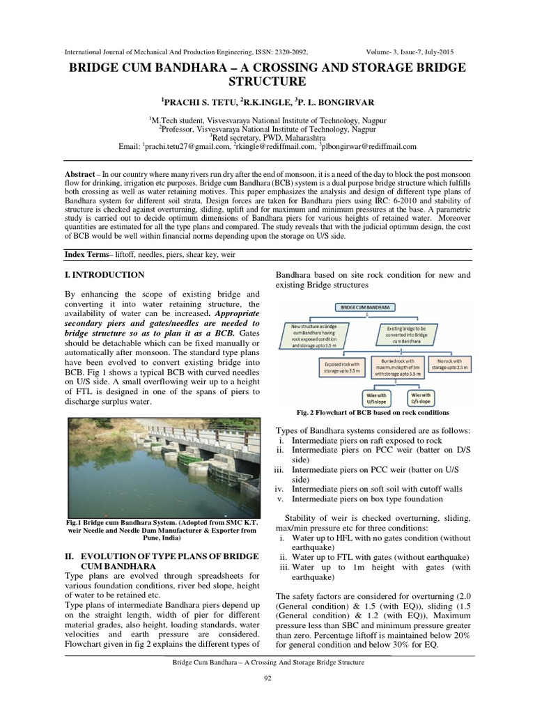 Bridge Cum Bandhara Design and Analysis | PDF | Dam | Foundation ...
