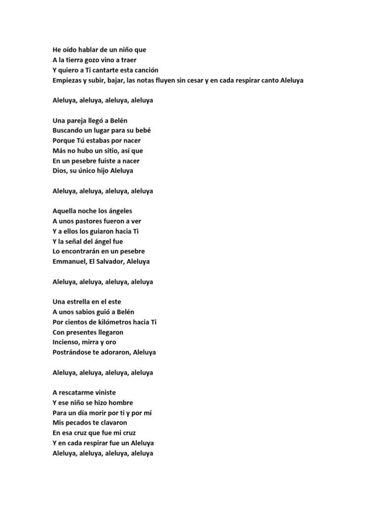 Aleluya: Letra y Acordes de Canto | PDF