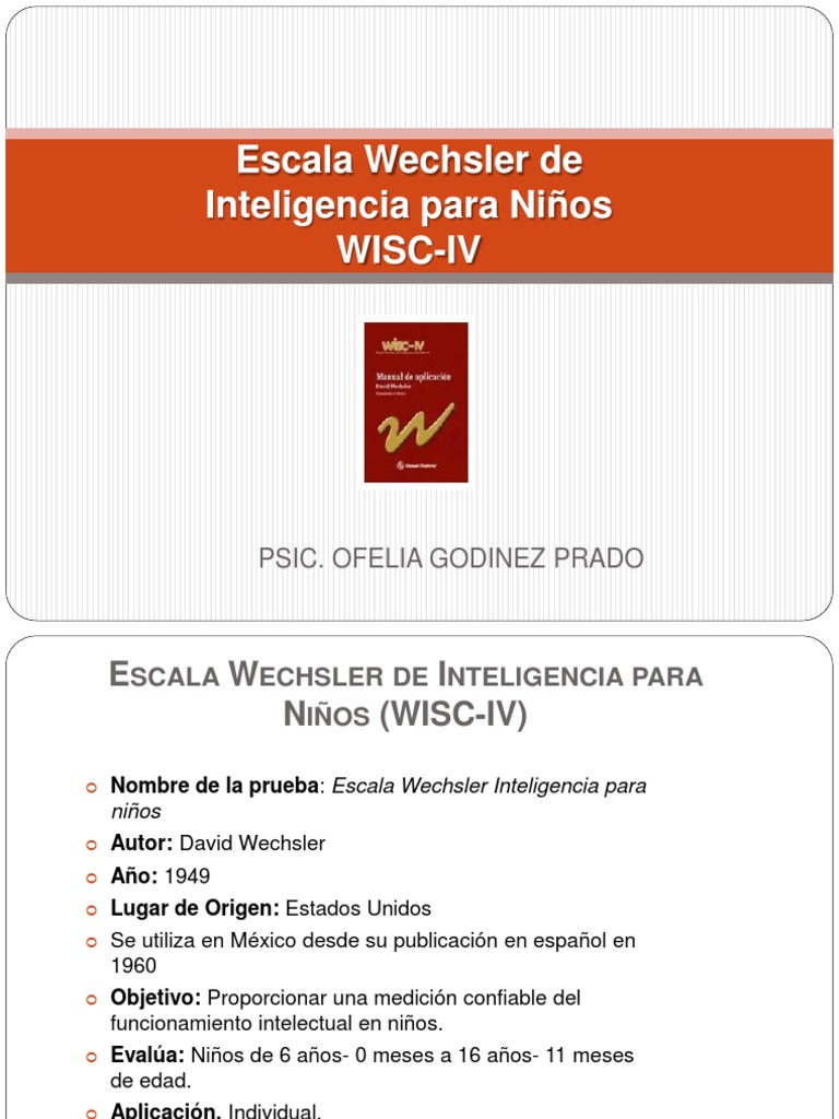 Escala Wechsler de Inteligencia para Niños | PDF | Escala de inteligencia para adultos de ...
