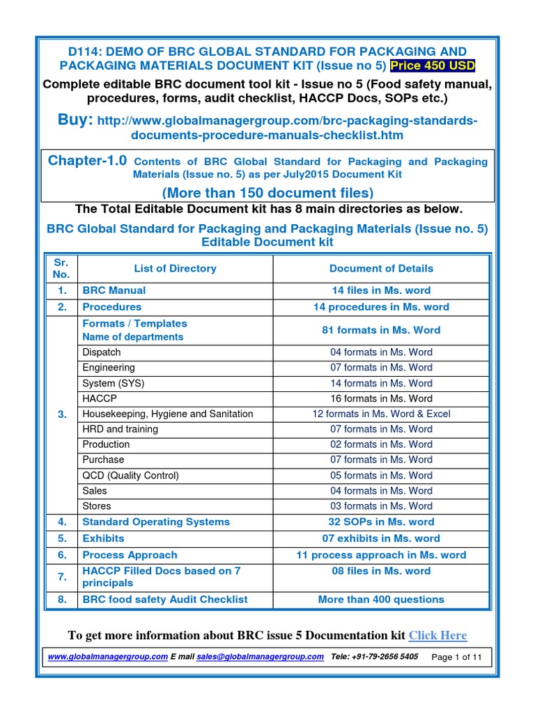 BRC Global Standards For Packaging Material | PDF | Hazard Analysis And ...