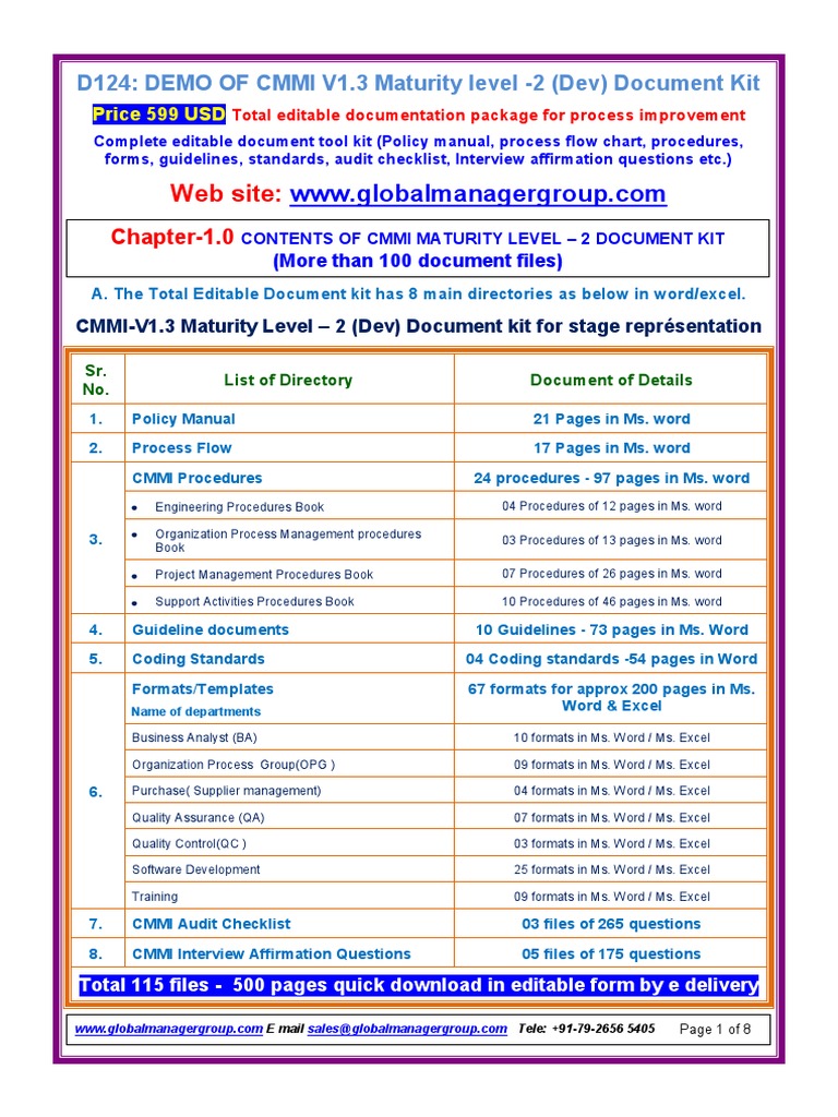 Cmmi Documentation For Maturity Level 2 | Download Free PDF | Quality ...