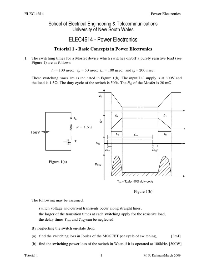 Tutorial 1 - Basic Concepts in Power Electronics | PDF | Power ...