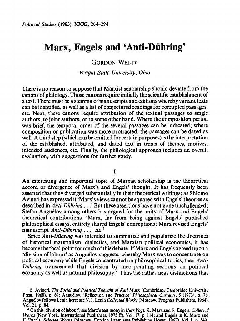 Gordon Welty - Marx, Engels, and Anti-Duhring | PDF | Karl Marx ...