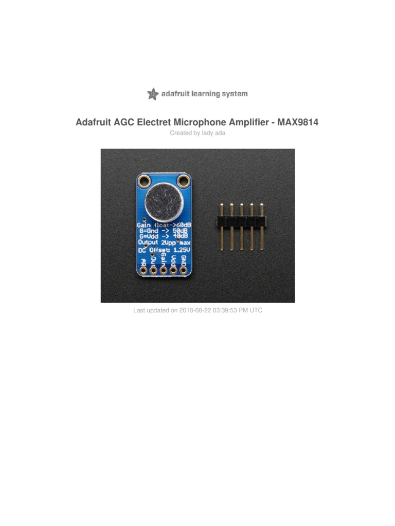 Adafruit Agc Electret Microphone Amplifier Max9814 | PDF | Printed Circuit Board | Amplifier