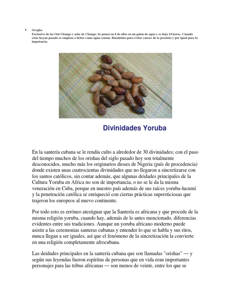 Orogbo y su papel en la santería yoruba | PDF | Religión y creencia