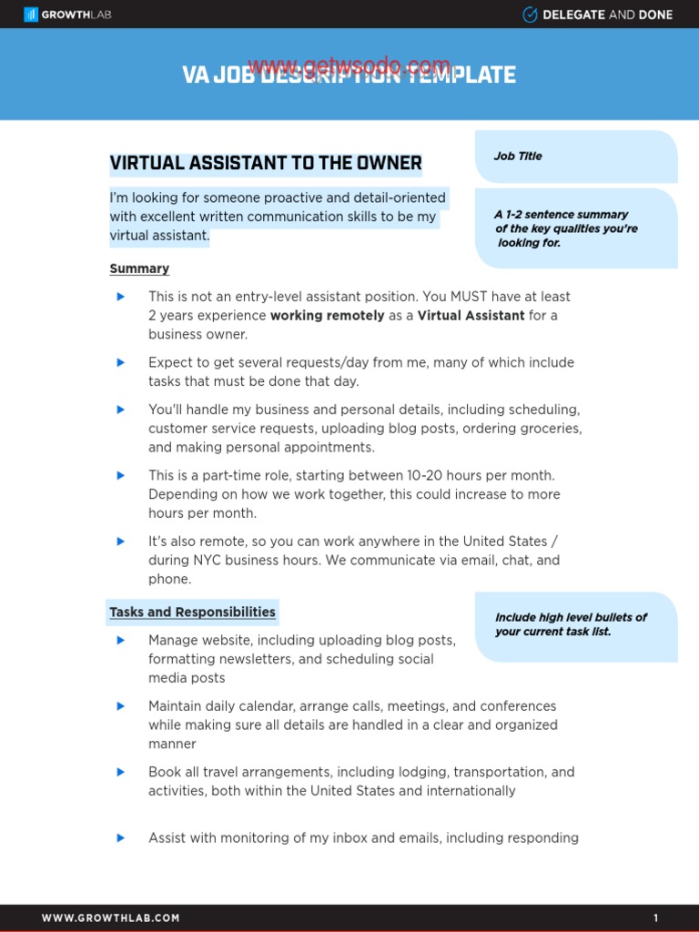 VA-Job-Description-Template | PDF | Application Software | Software