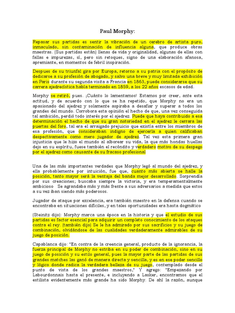 Paul Morphy | PDF | Juegos de estrategia abstractos | Ajedrez