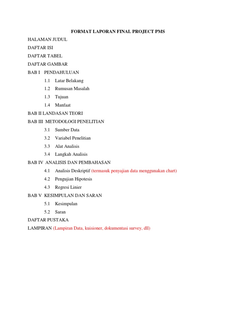 Format Laporan Final Project PMS PDF | PDF
