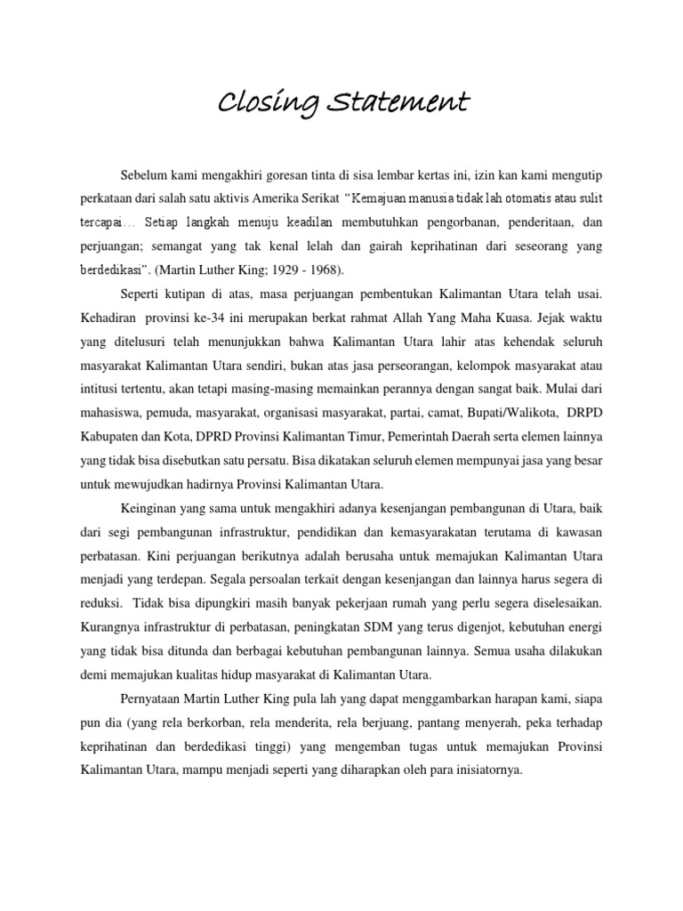 Closing Statement New | PDF