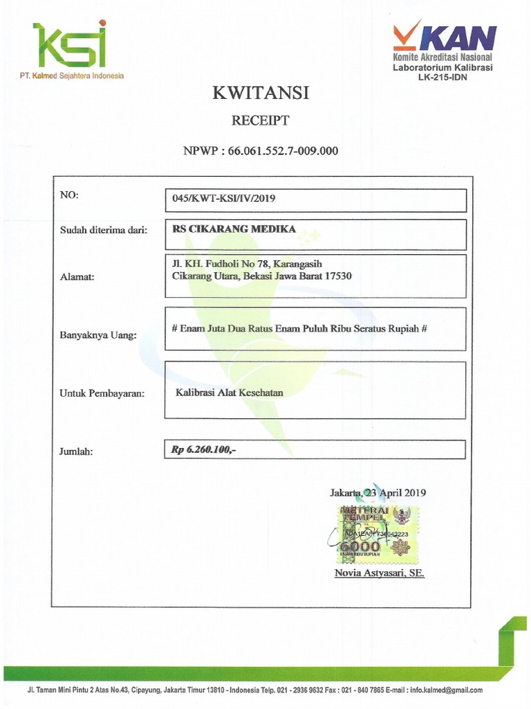 045 Kwitansi Dan Invoice RS CIKARANG MEDIKA PDF | PDF