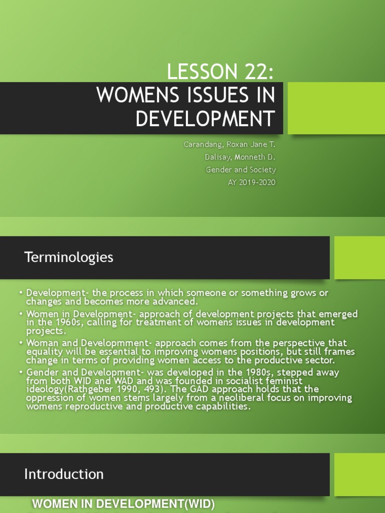 Women's Issues in Development Approaches | PDF | Gender And Development ...