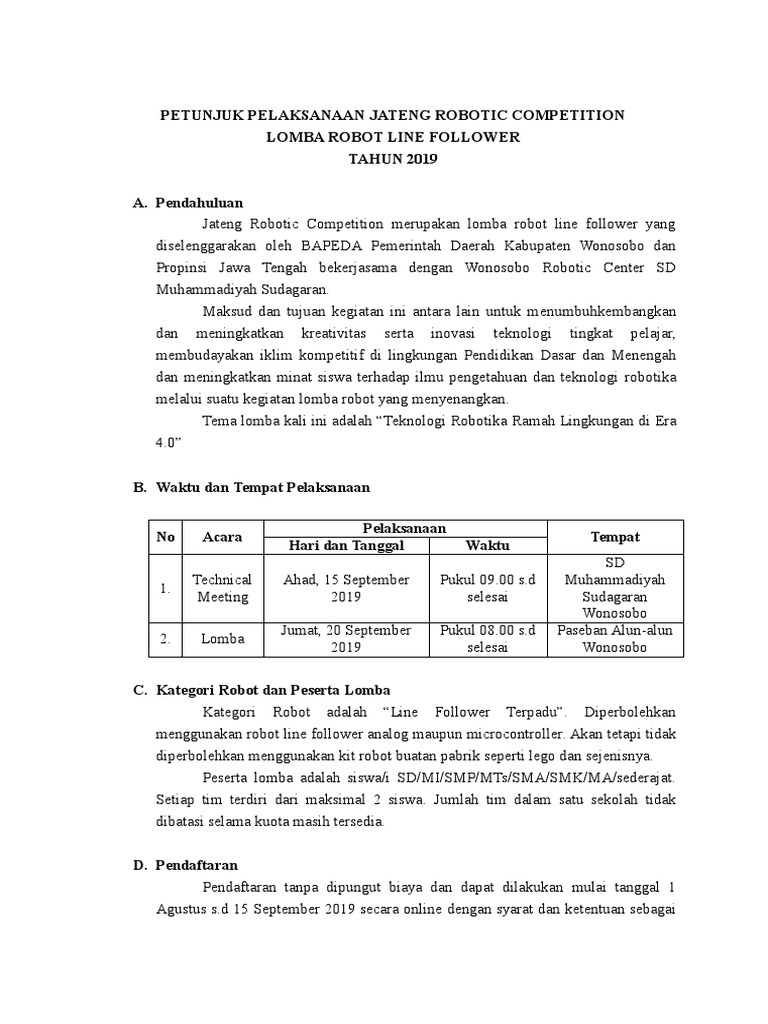 Lomba Robot Line Follower Jateng 2019 | PDF | Bisnis