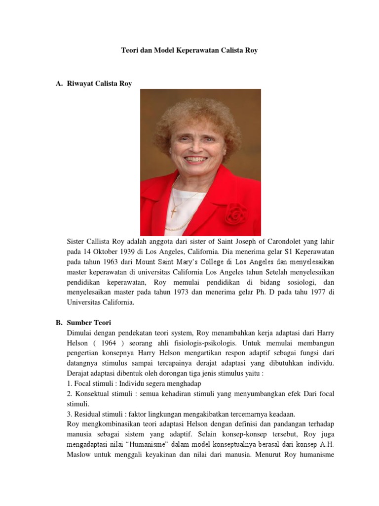 Teori Dan Model Keperawatan Calista Roy | PDF
