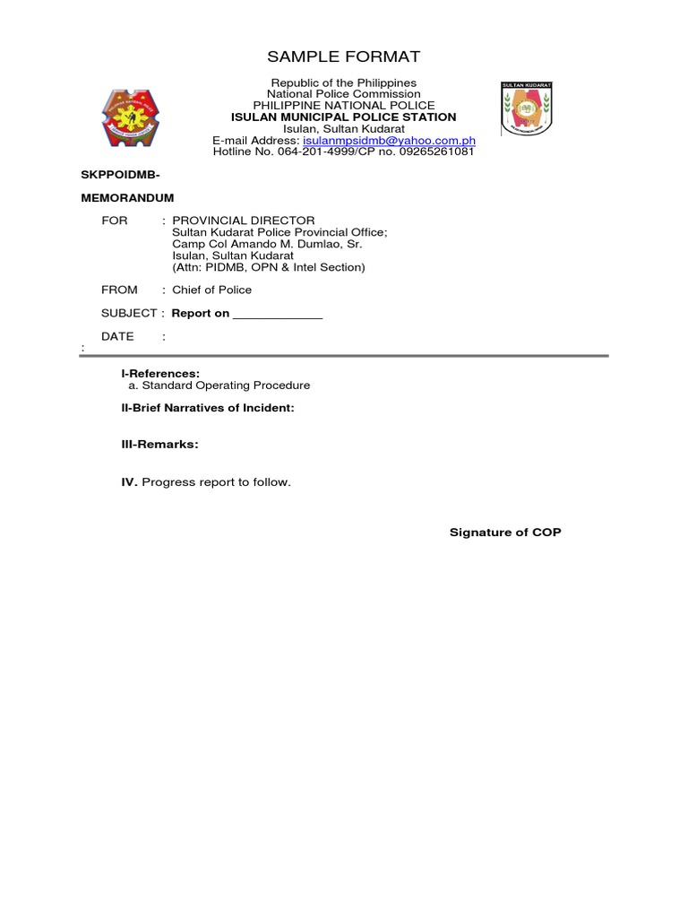 Sample Format (Spot Report) | PDF