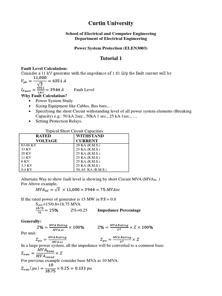 Fault Level Calculation Tutorial | PDF | Electric Power System | Root ...
