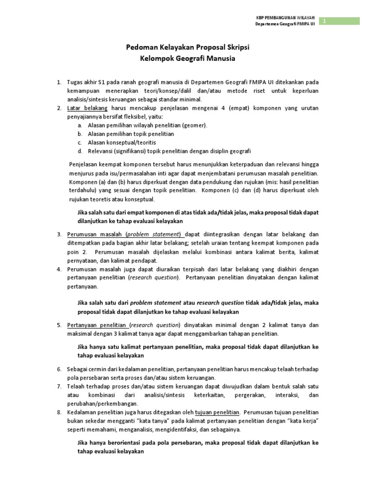 Pedoman Proposal Skripsi Geografi Manusia | PDF