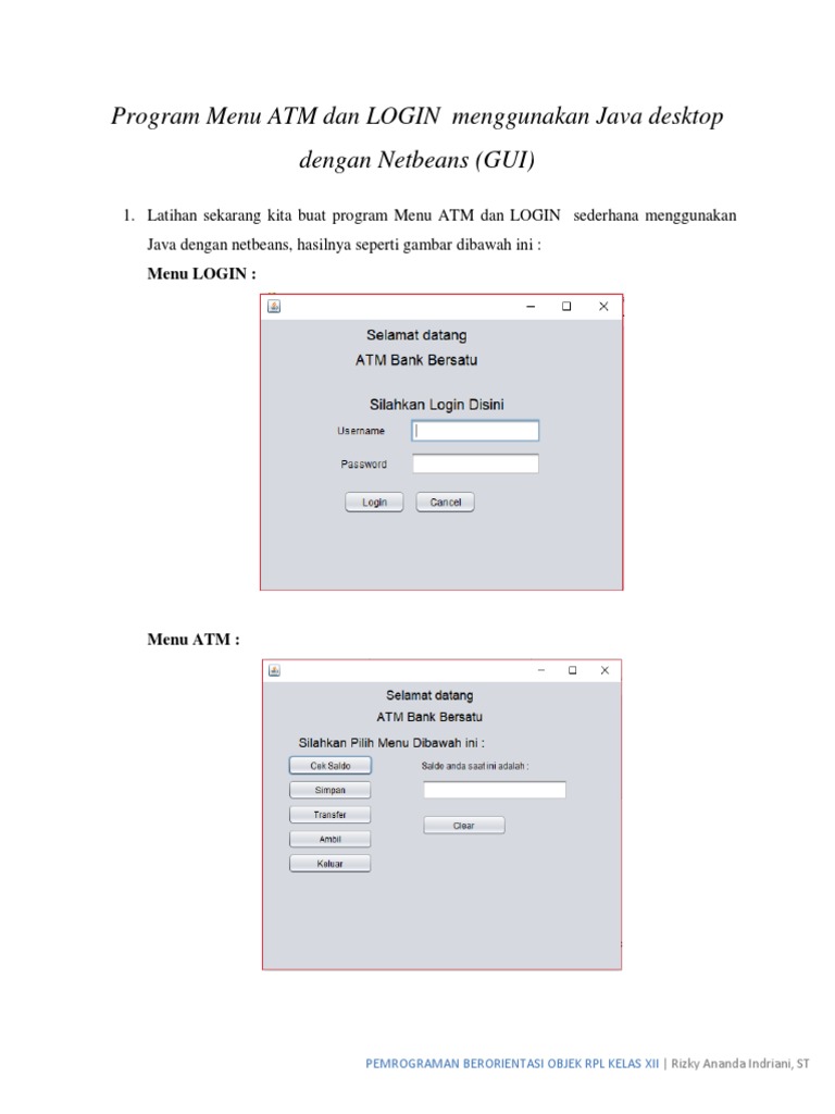 GUI ATM Login | PDF