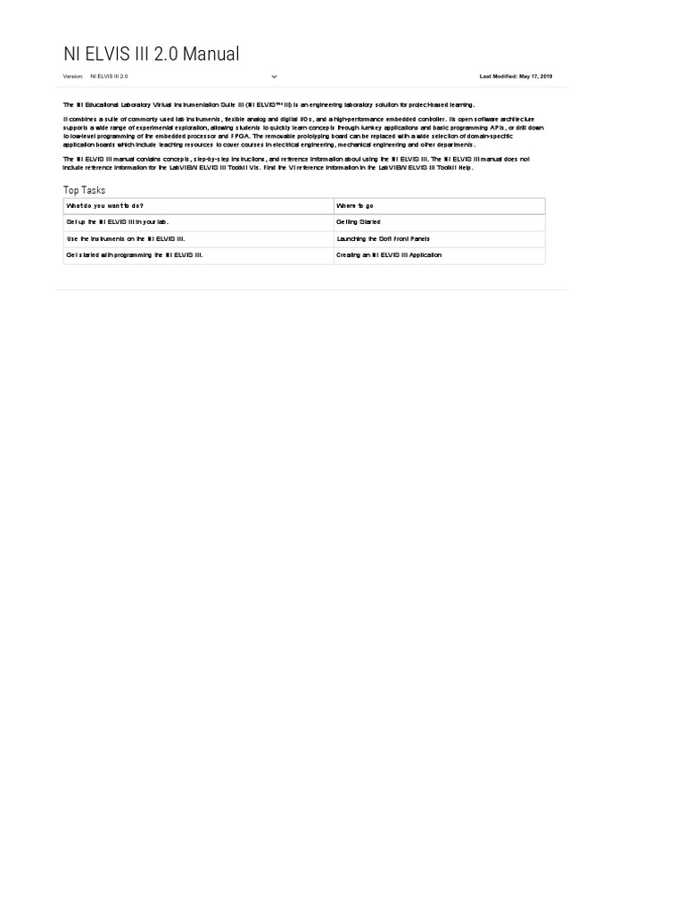 Ni Elvis III 2.0 Manual Overview PDF | PDF