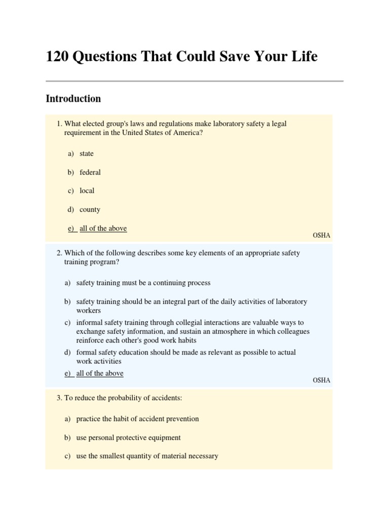 120 Questions That Could Save Your Life | PDF | Fires | Distillation