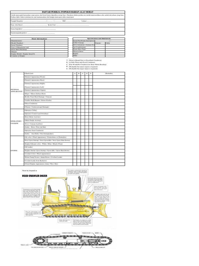 Daily Heavy Equipment Inspection Checklist | PDF | Truck | Manufactured ...