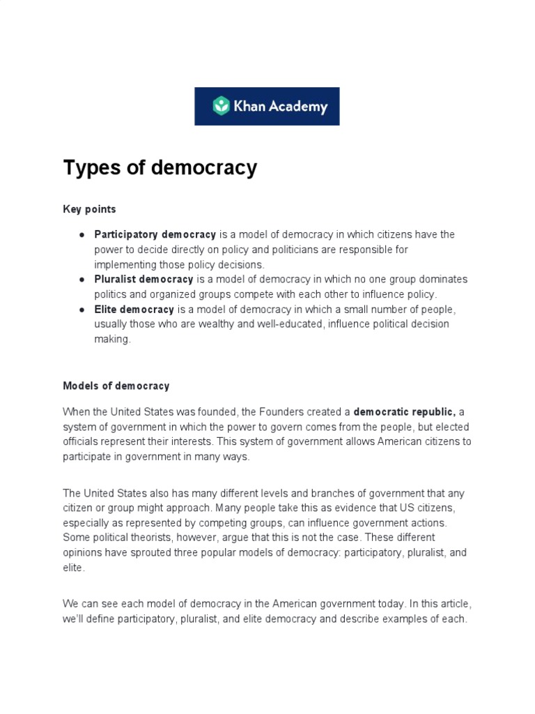 Types of Democracy | PDF | Initiative | Democracy