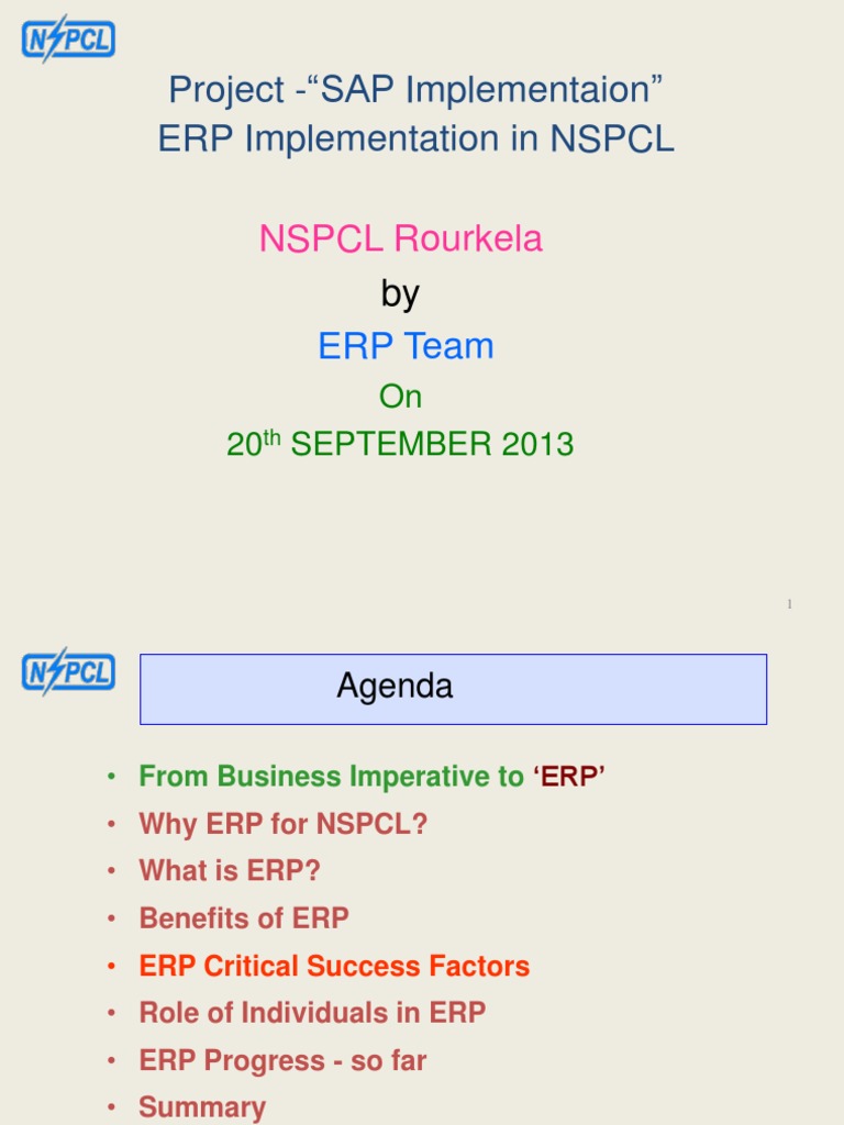 NSPCL Rourkela ERP Implementation Overview | PDF | Enterprise Resource ...