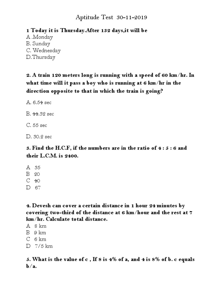 Aptitude Test | Download Free PDF | Speed | Celsius