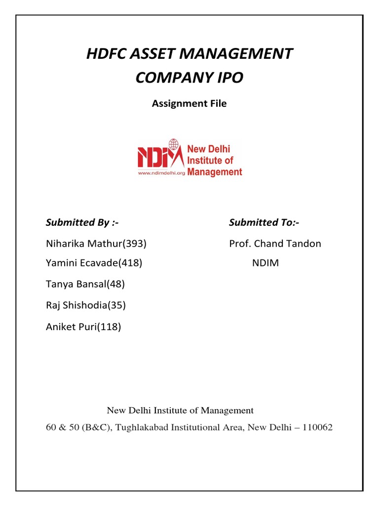 HDFC AMC Project | Download Free PDF | Initial Public Offering ...