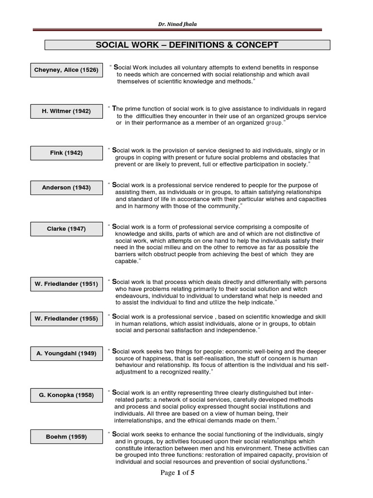 Social Work: Definitions and Concepts | PDF | Social Work | Community