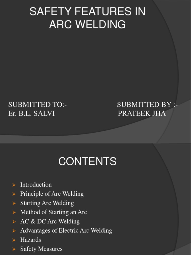 Safety Feature in Arc Welding | PDF | Electric Arc | Welding